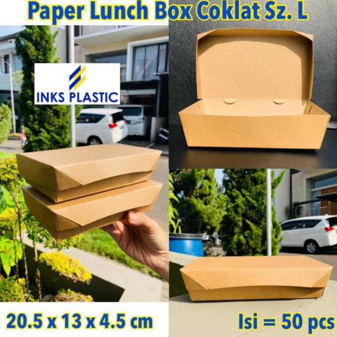 Jual Harga!! PAPER LUNCH BOX COKLAT SIZE L (50PCS) | Shopee Indonesia