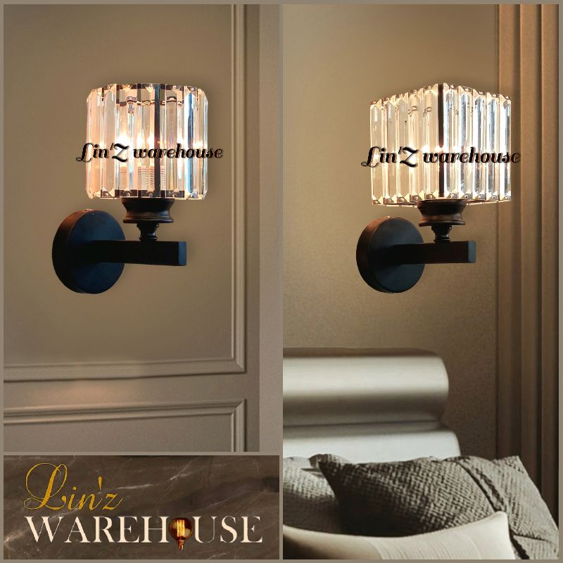 Jual Lampu dinding kristal MODERN BLACK SQUARE AND ROUND CRYSTAL wall ...