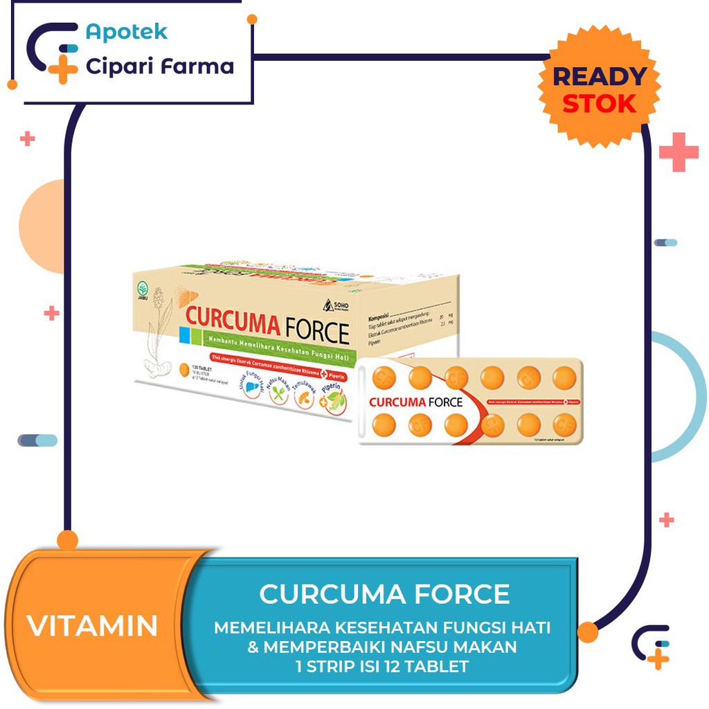 Jual Curcuma Force Memelihara Kesehatan Fungsi Hati 1 Strip @ 12 Tablet ...