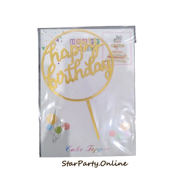 Jual Topper Acrylic HBD Bulat Single/Topper Kue /Cake Topper | Shopee ...
