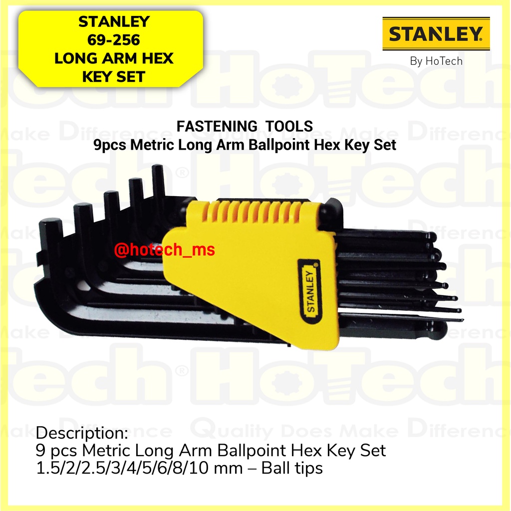 Jual STANLEY Fastening Tool| 69-256 9pcs Metric Long Arm Ballpoint Hex ...