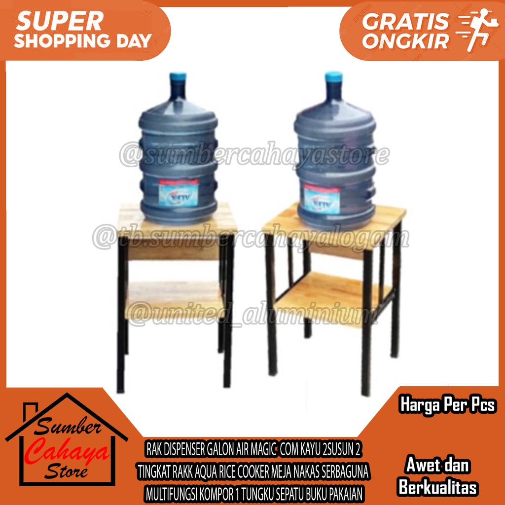 Jual RAK MEJA DISPENSER GALON AIR MAGIC COM KAYU 2 SUSUN 2 TINGKAT RAKK ...