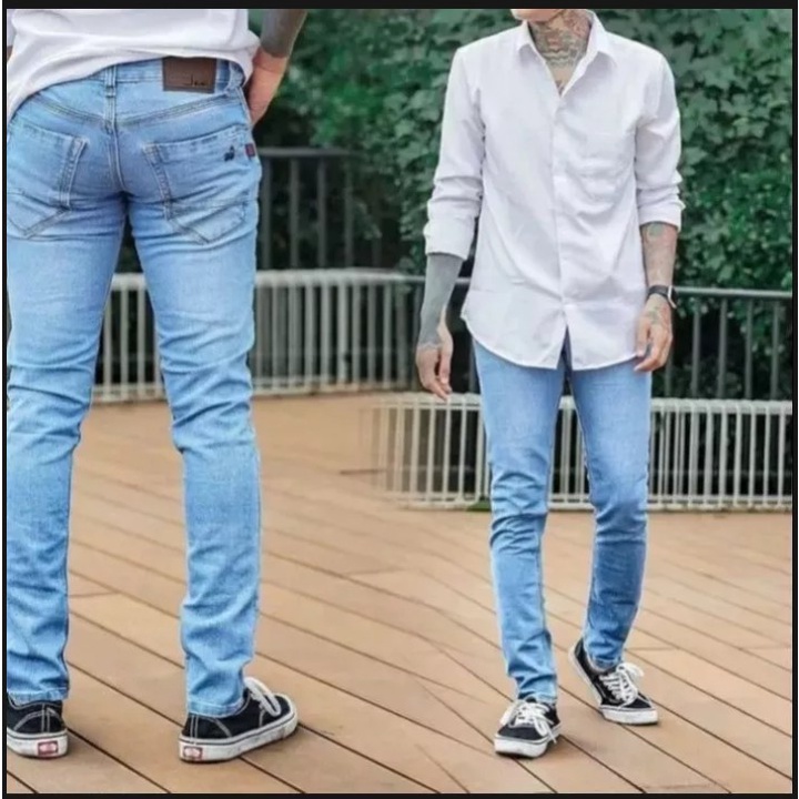 Jual Celana jeans pria Bahan streach melar pensil Slimfit cowok panjang cowo skinny (Promo ...