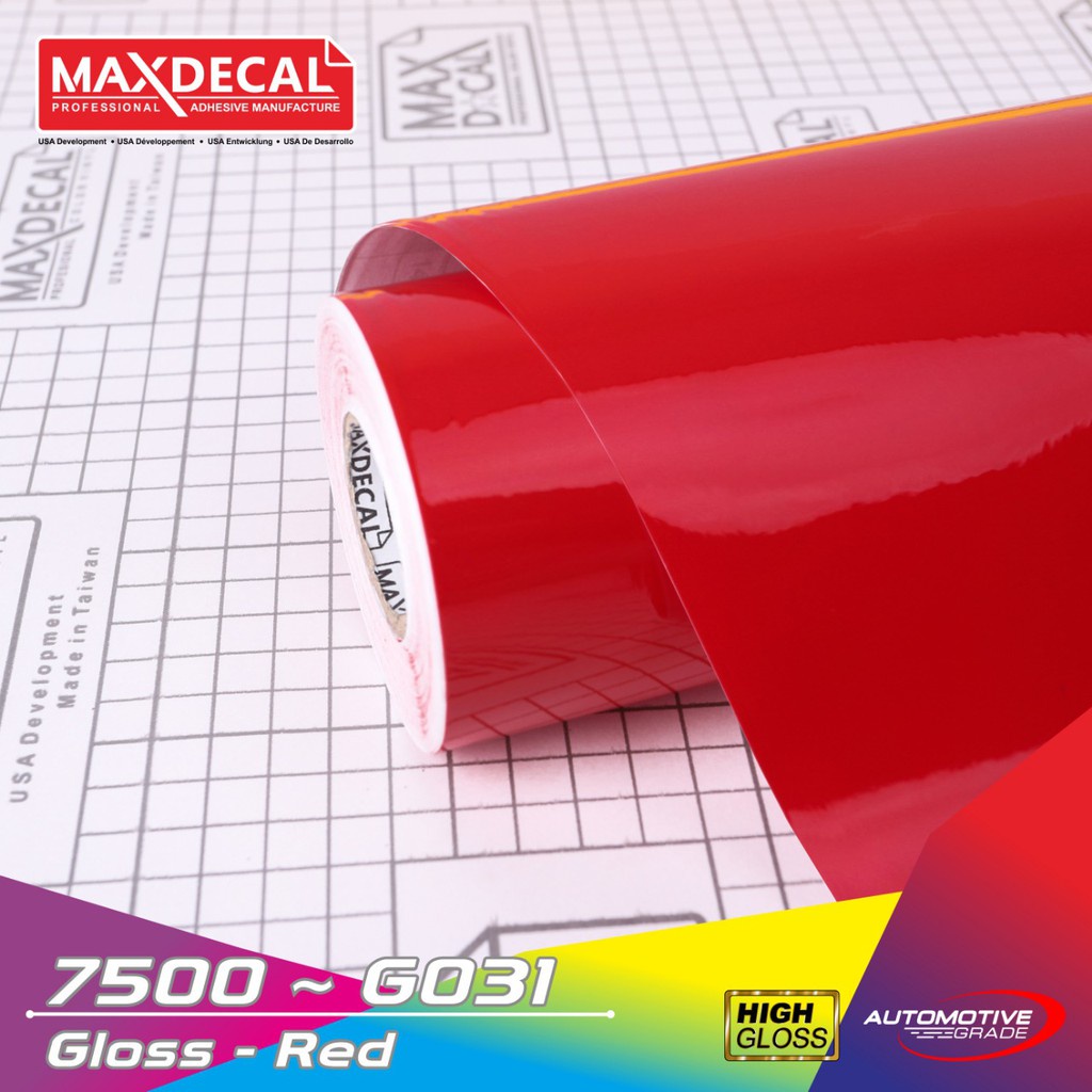 Jual Maxdecal 7500 G031 Glossy Red, Color Vinyl Series Sticker, Roll 45cm x 15m | Shopee Indonesia