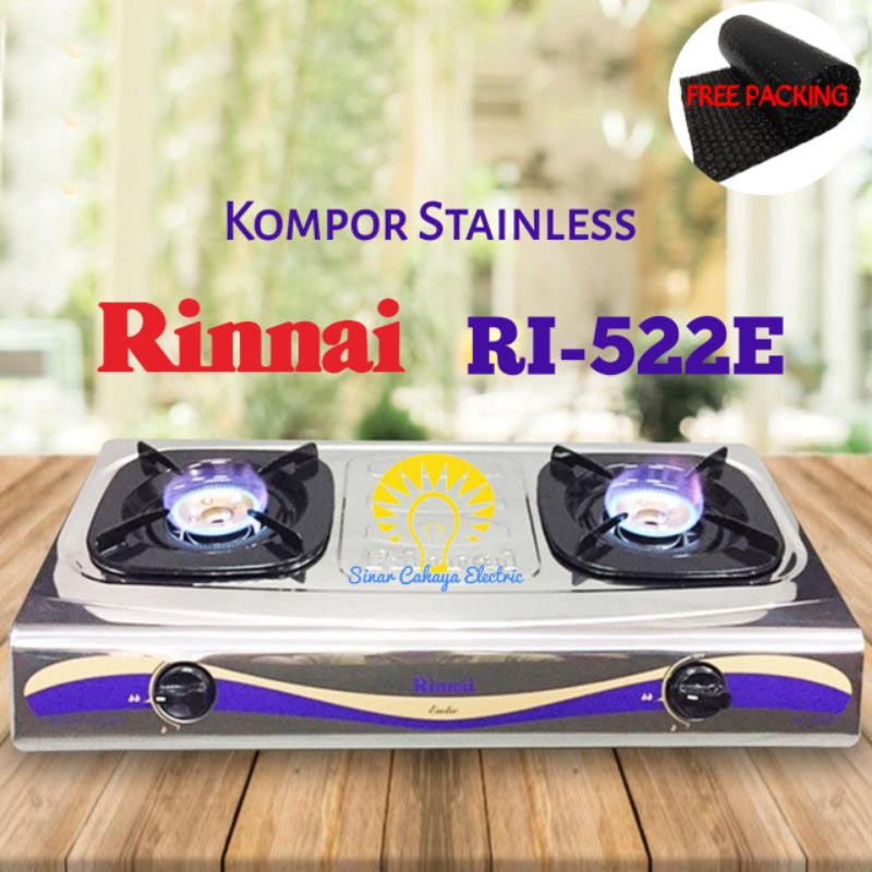 Jual RINNAI Kompor Gas Dua Tungku RI-522E RI 522 E Stainless Steel ...