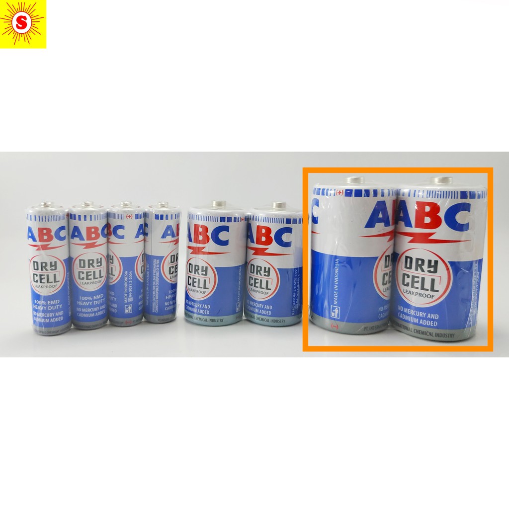 Jual Baterai ABC R20 Type D Besar (2Pcs) | Shopee Indonesia