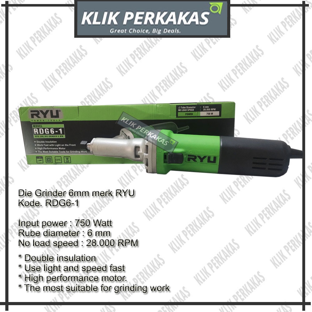 Jual RYU RDG 6-1 DIE GRINDER 6 MM 6MM ALAT MESIN TUNER GERINDA TANGAN ...