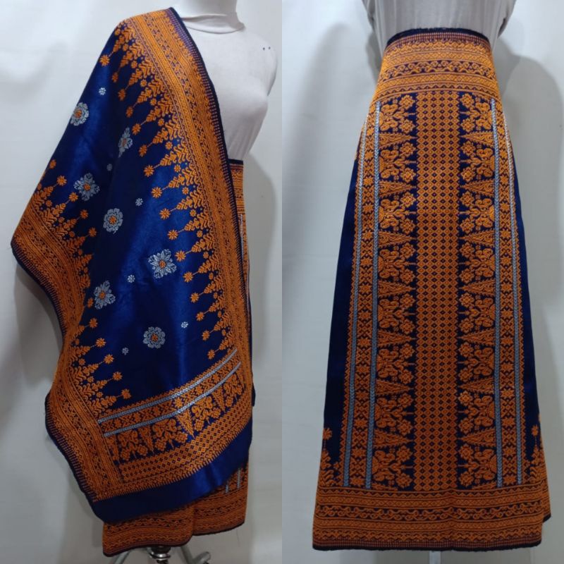 Jual Songket Palembang Asli Motif Putri Cina Warna Biru Orange | Shopee ...