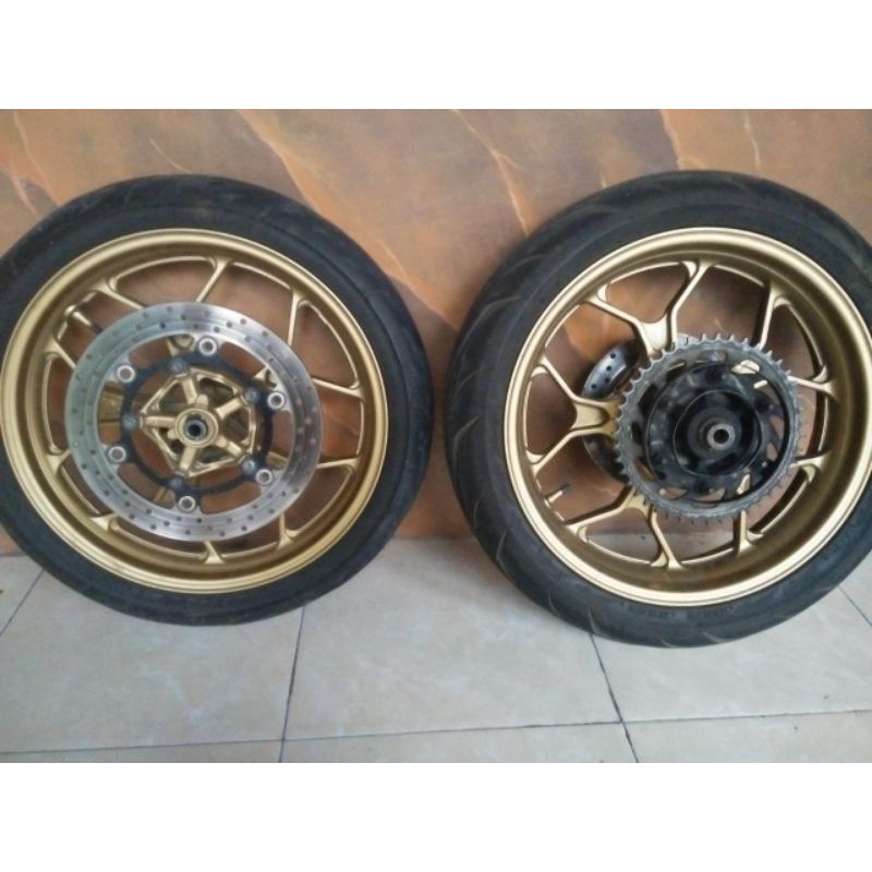 Jual velg r25 gold atau biru set disc dan ban napgear | Shopee Indonesia
