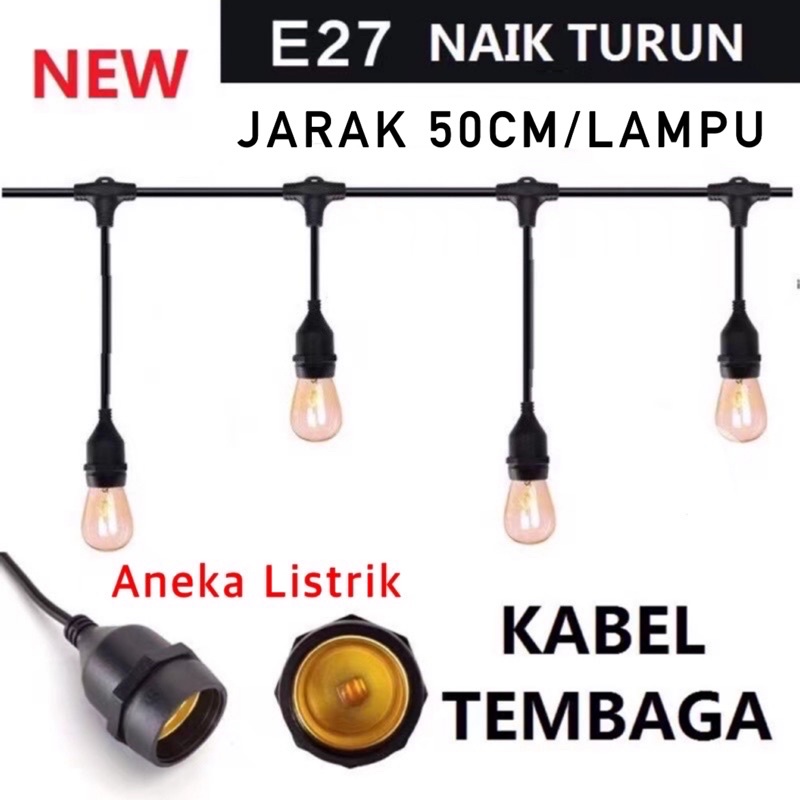Jual KABEL FITTING LAMPU GANTUNG E27 10 METER 10 FITTING / 5 METER 10 ...
