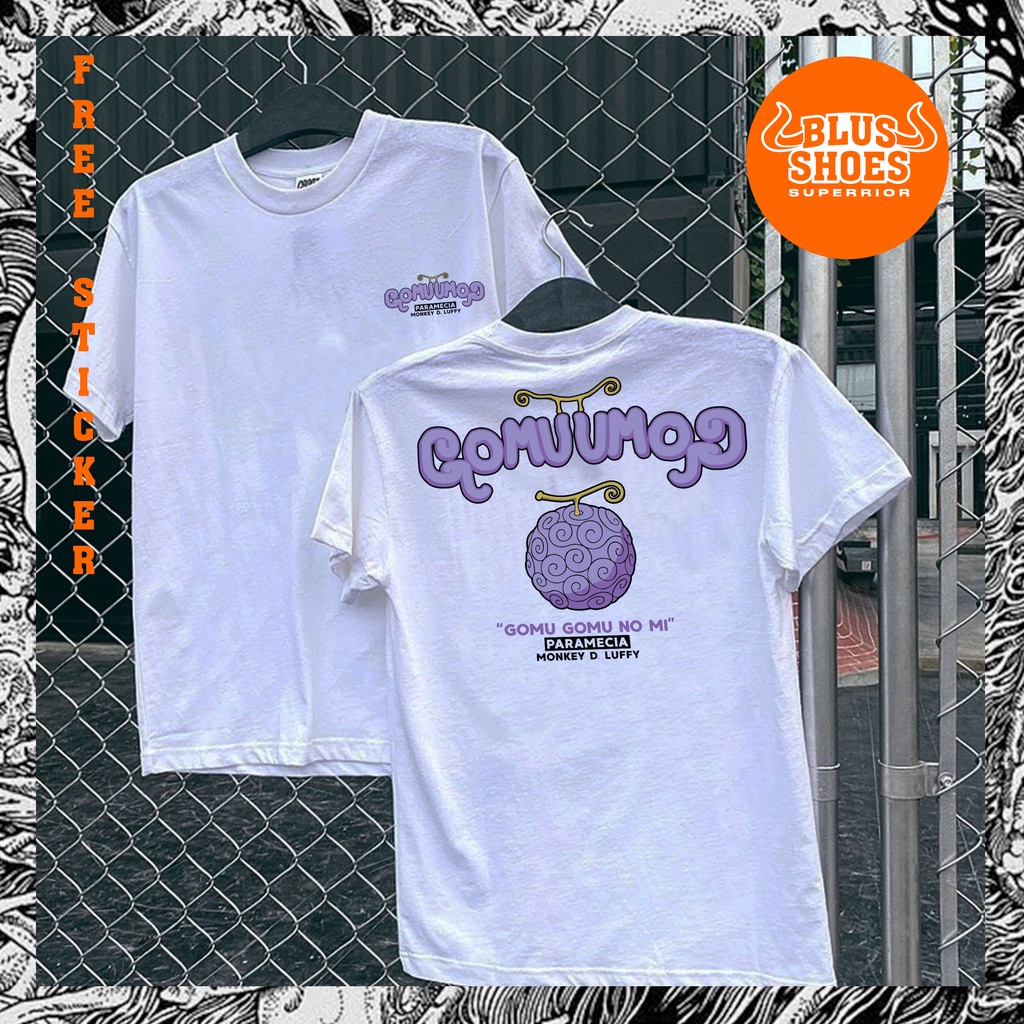 Jual Kaos Anime One Piece Gomu Gomu No Mi Monkey D Luffy Unisex White ...