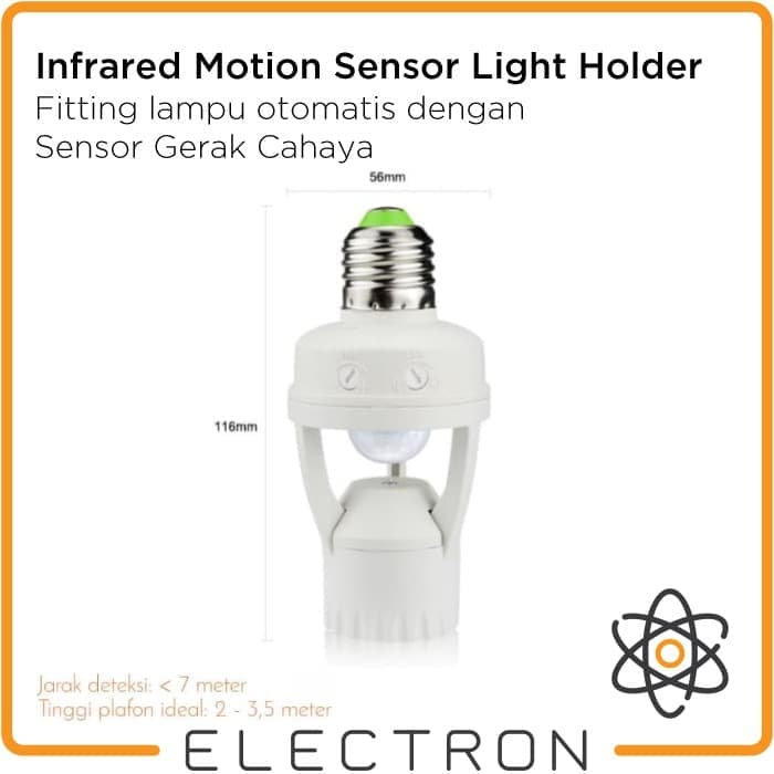 Jual Fitting Lampu Otomatis Sensor Gerak Cahaya PIR Infrared Motion ...