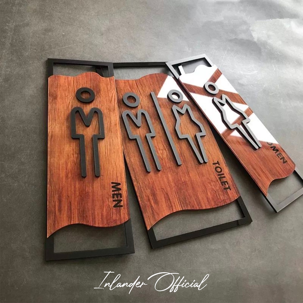 Jual Sign Board Papan Kayu Dekorasi Tanda Toilet Kamar Mandi Akrilik ...