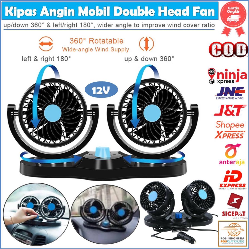 Jual COD - Kipas Angin Mobil Double Headed Fan - Kipas Angin Mobil ...