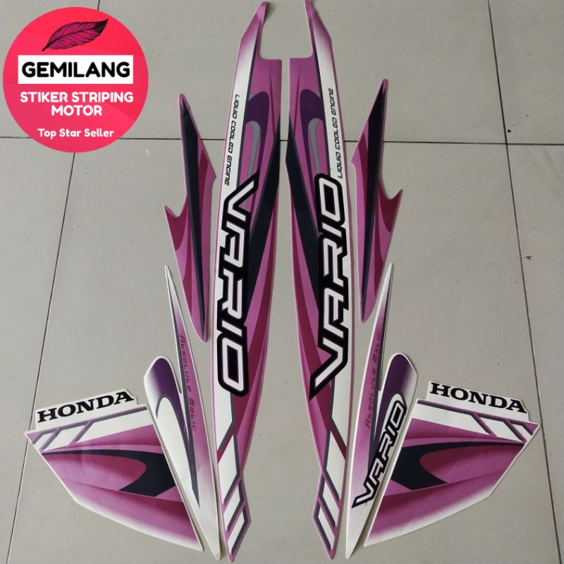 Jual Striping Decal Polet Sticker honda vario 110 karbu 2009 pink putih ...