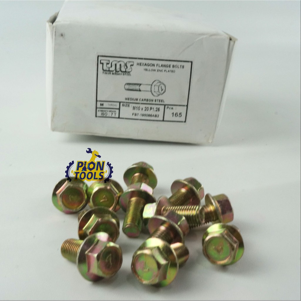 Jual Baut Flange 10x20 mm kuning K14 P1.25 Bo Flange kuning Baut Topi Flange Bolt | Shopee Indonesia