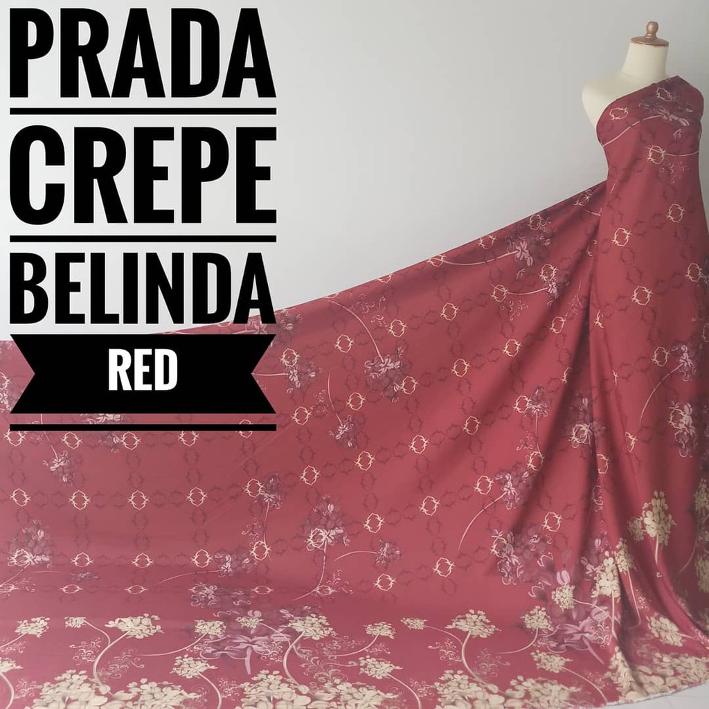 Jual Kain Meteran Prada Crepe Belinda Red (0.5M) | Shopee Indonesia
