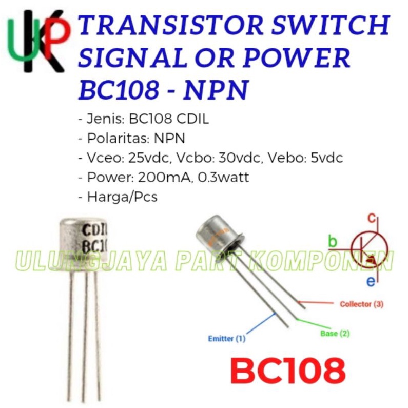 Jual transistor BC108 penguat power dan signal - switch power ...
