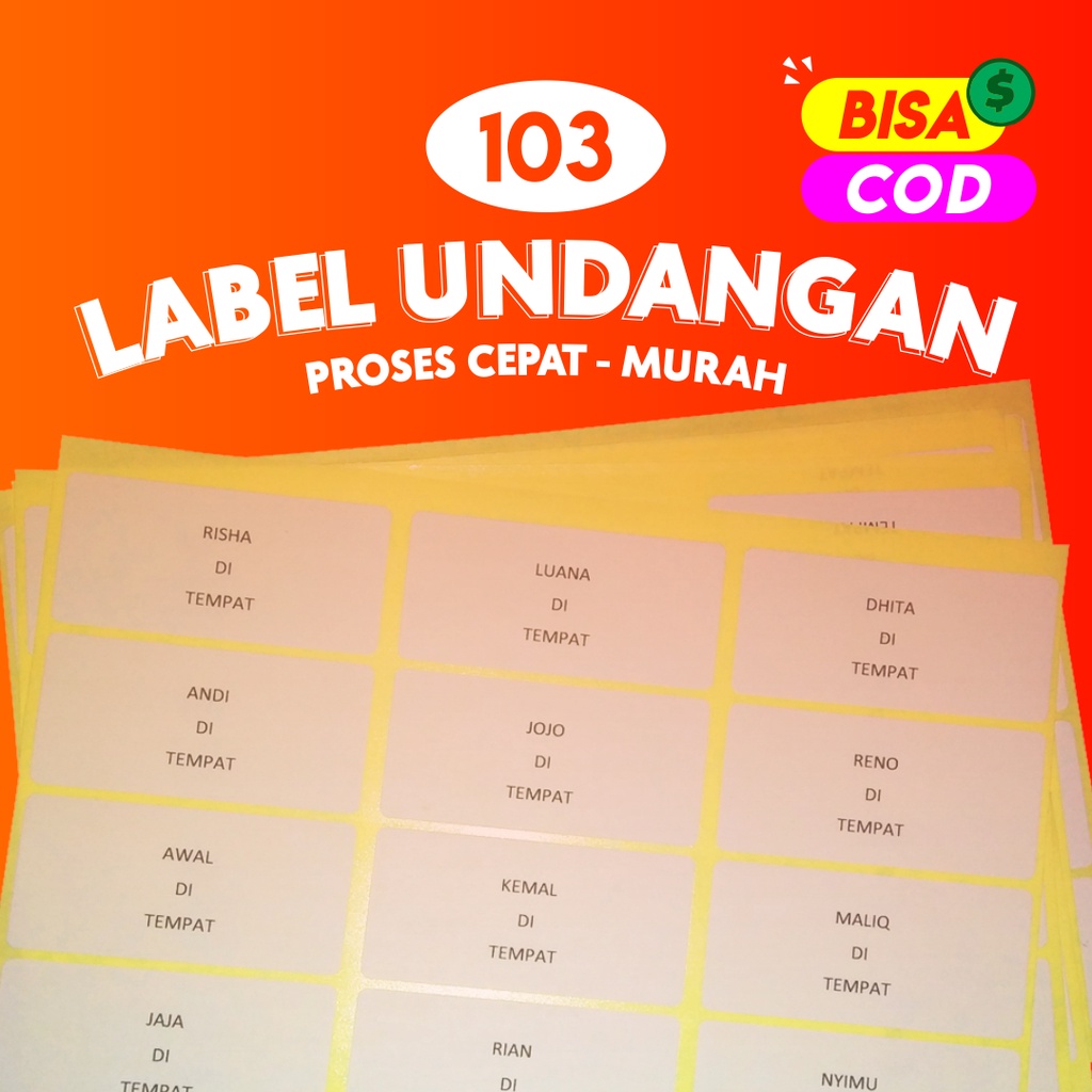 Jual Cetak Label Nama Undangan 103 Polos / Print Label Nama Undangan ...