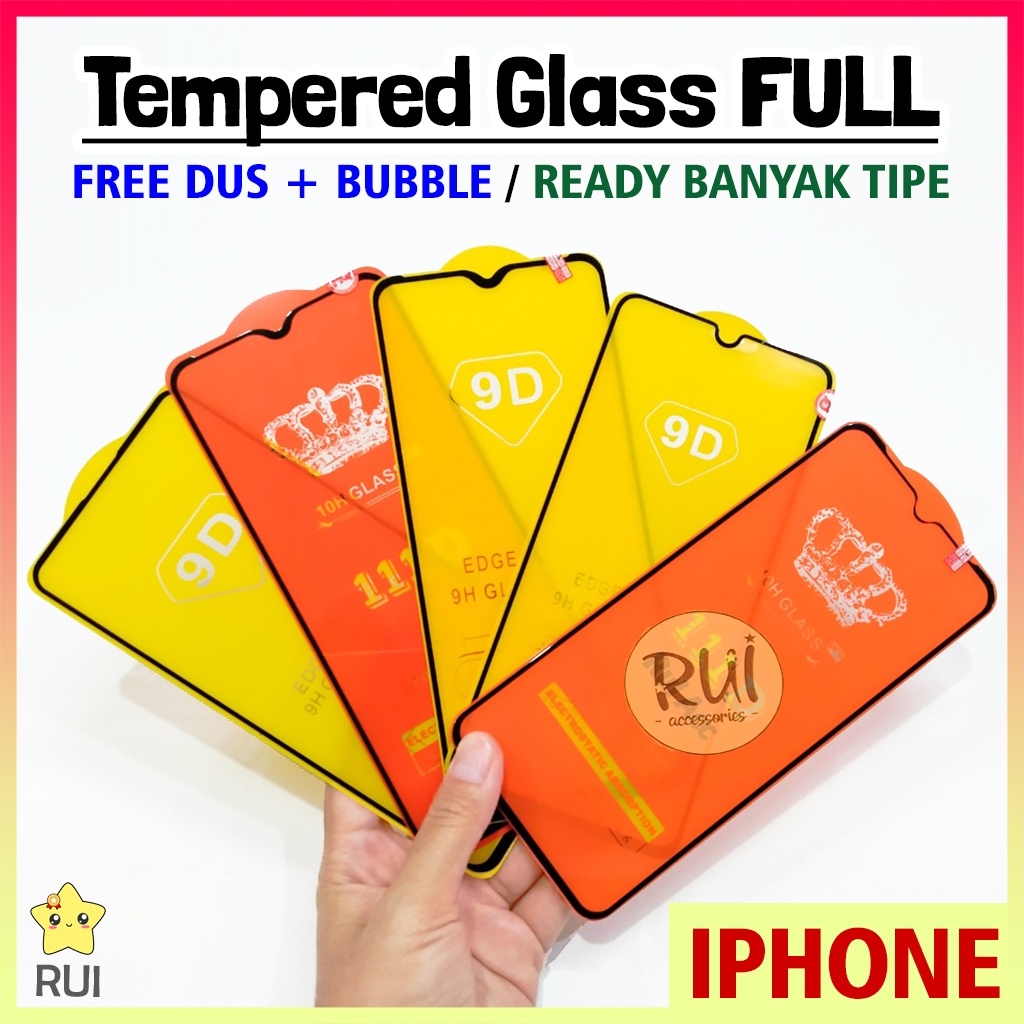 Jual Tempered Glass FULL Layar iPhone 5 6 6+ 7 7+ 8 8+ XR X XS 11 12 13 ...