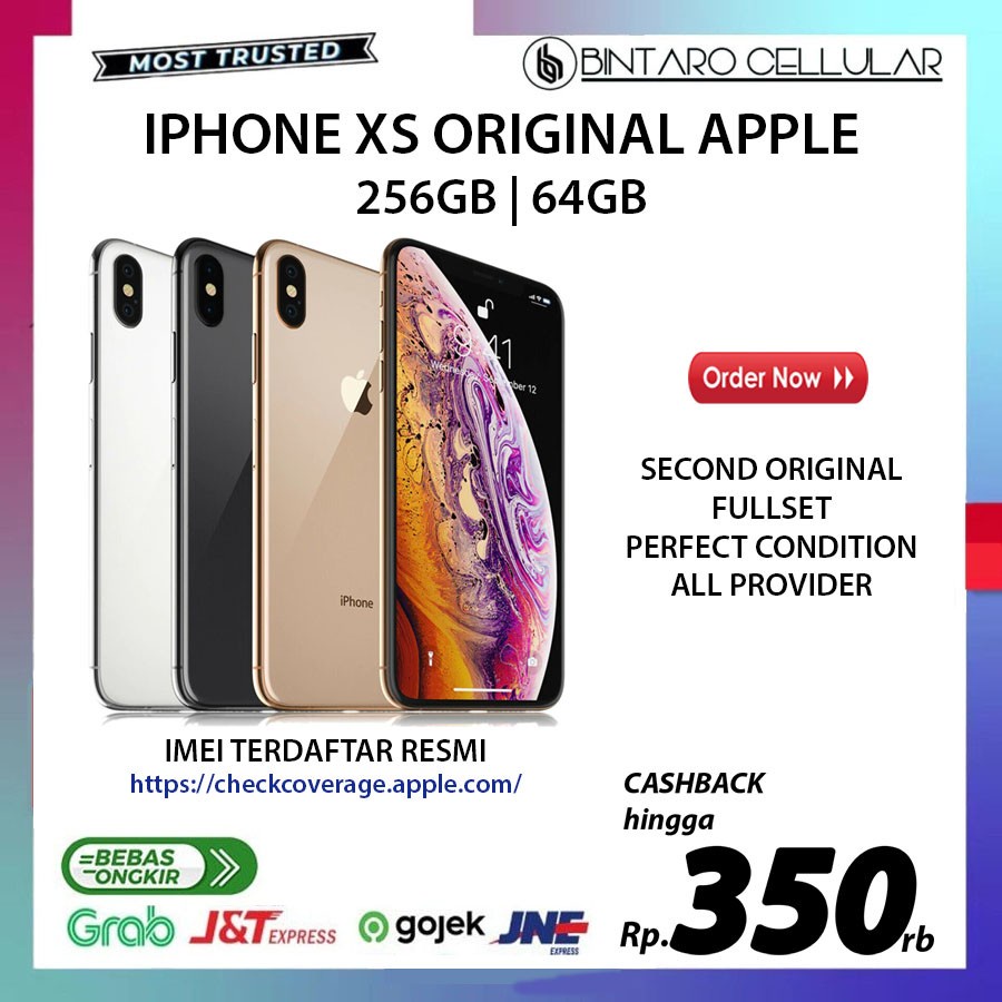 Jual iPHONE XS 256GB 64GB SECOND ORIGINAL RESMI FULLSET | Shopee Indonesia