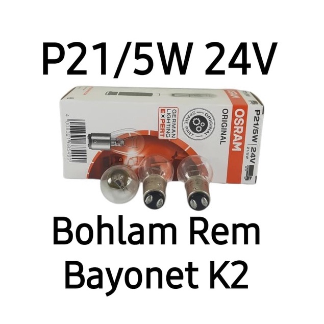 Jual OSRAM P21/5W 24V 7537 Bohlam Lampu Rem Truck Stop Lamp Bayonet ...