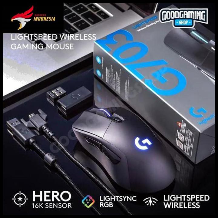 Jual Logitech G703 Hero Wireless Gaming Mouse - 2 Year Official Warranty | Shopee Indonesia