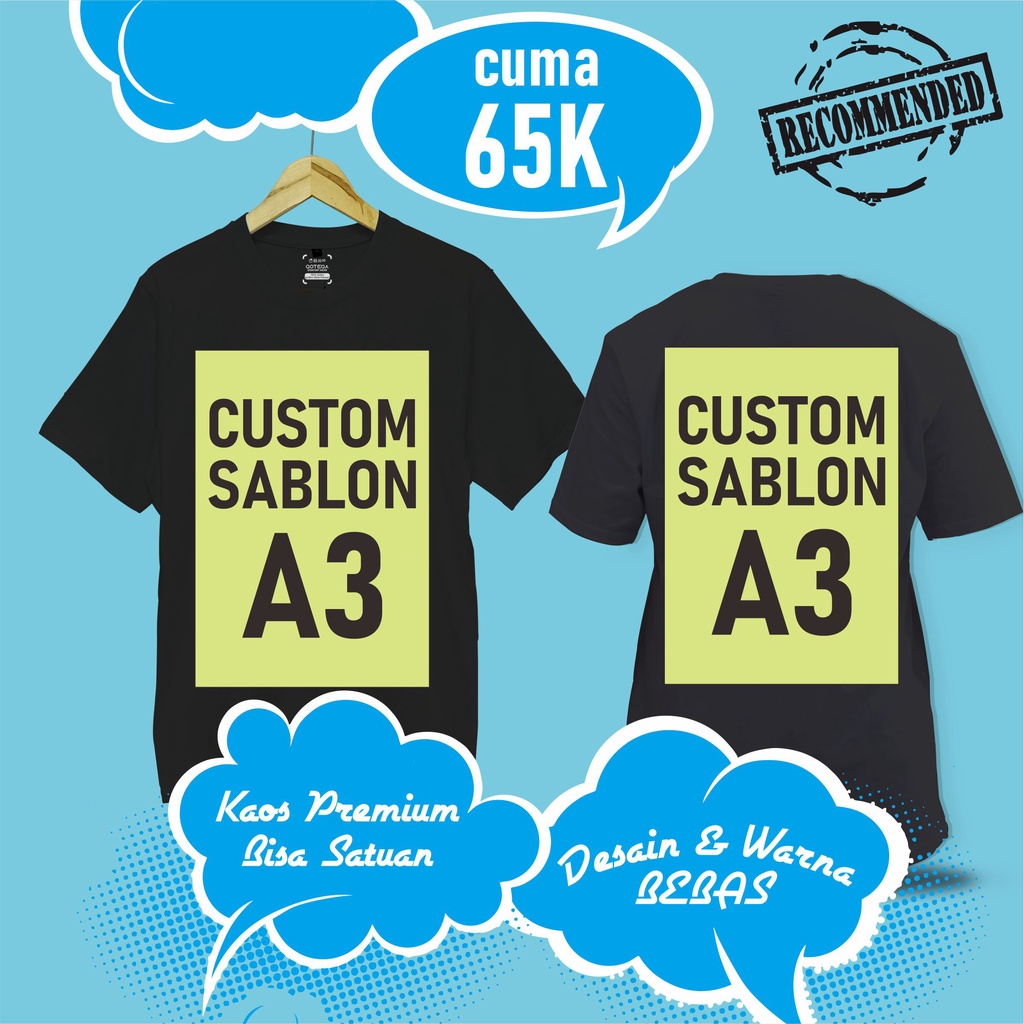 Jual KAOS CUSTOM Sablon Ukuran A3 | Shopee Indonesia