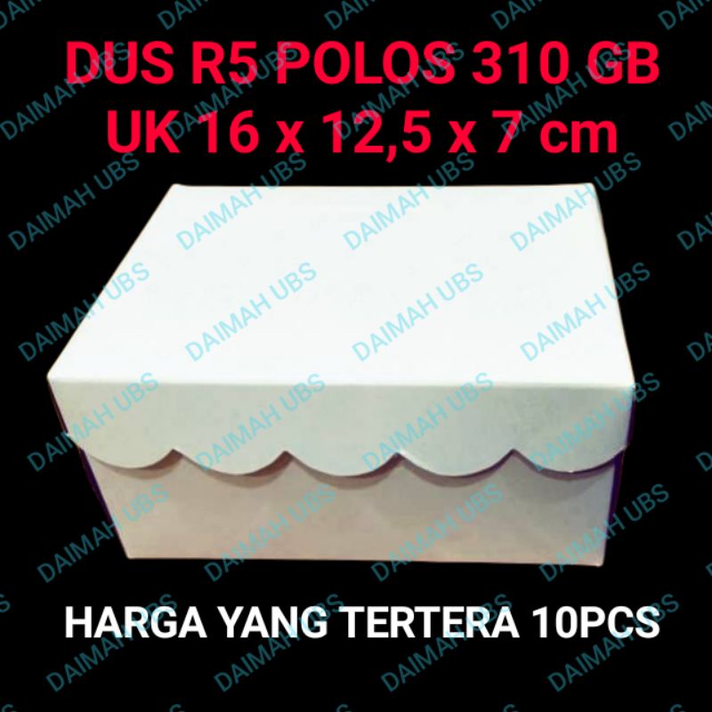 Jual Dus R5 putih Polos 310 GB, kotak kue, Dos Snack, Dus kue, Snack ...