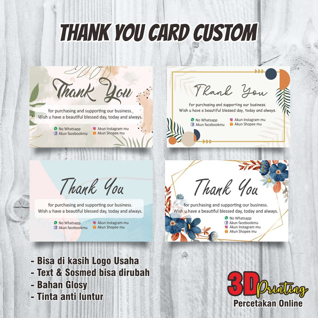 Jual Thank You Card Custom | Kartu ucapan olshop | Shopee Indonesia