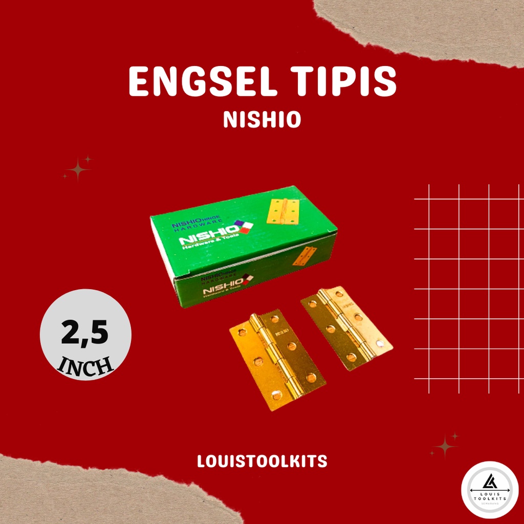 Jual Engsel plat tipis Gp (kuning) gold plate 2,5 inch Nishio [ Per ...
