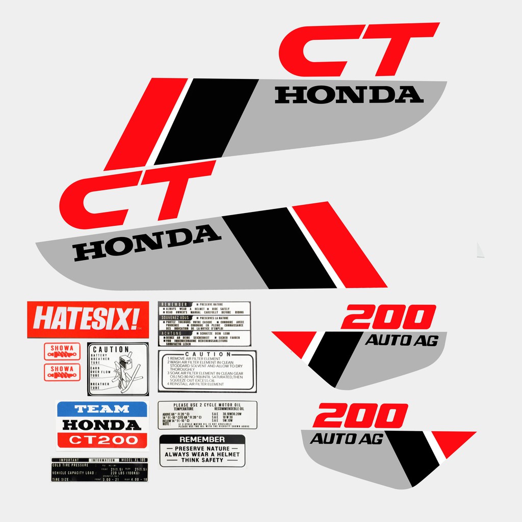 Jual Sticker Decal Tempelan Honda CT 200 1985 Grey Hatesix | Shopee ...