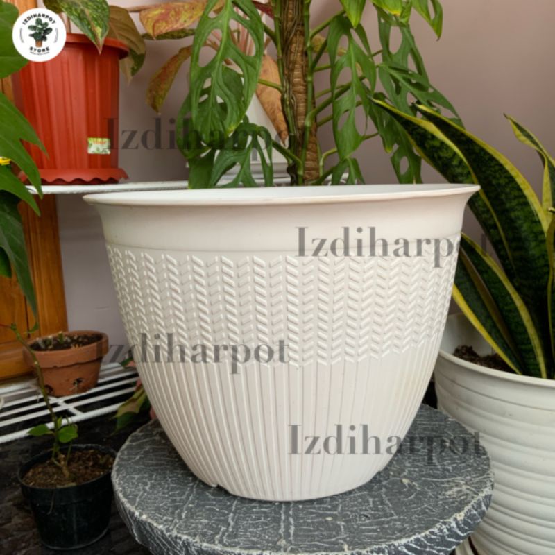 Jual POT BUNGA TANAMAN PADI 30 CITRA JAYA PLASTIK WARNA PUTIH ELEGAN ...