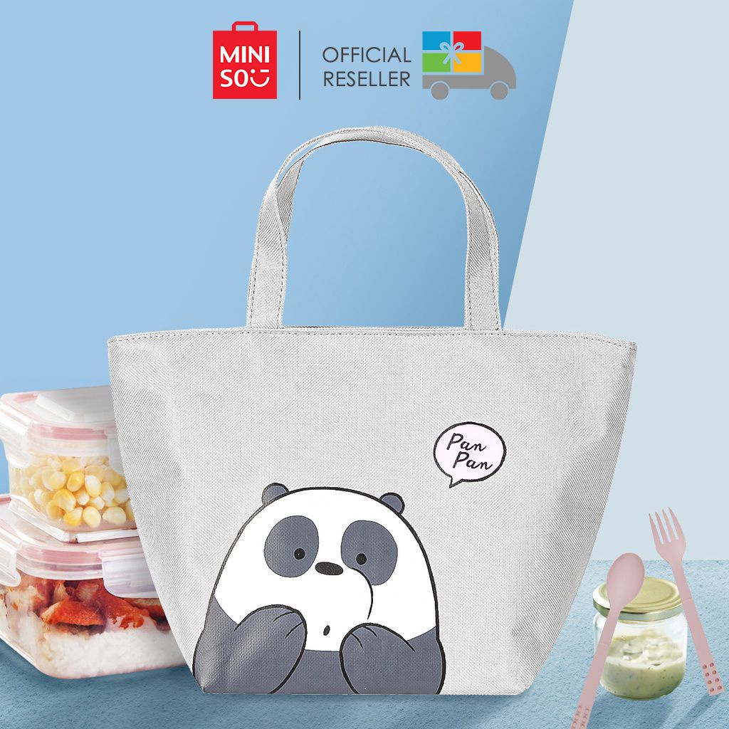 Jual Miniso We Bare Bears Lunch Bag / Tas tempat makan (Grey) | Shopee ...