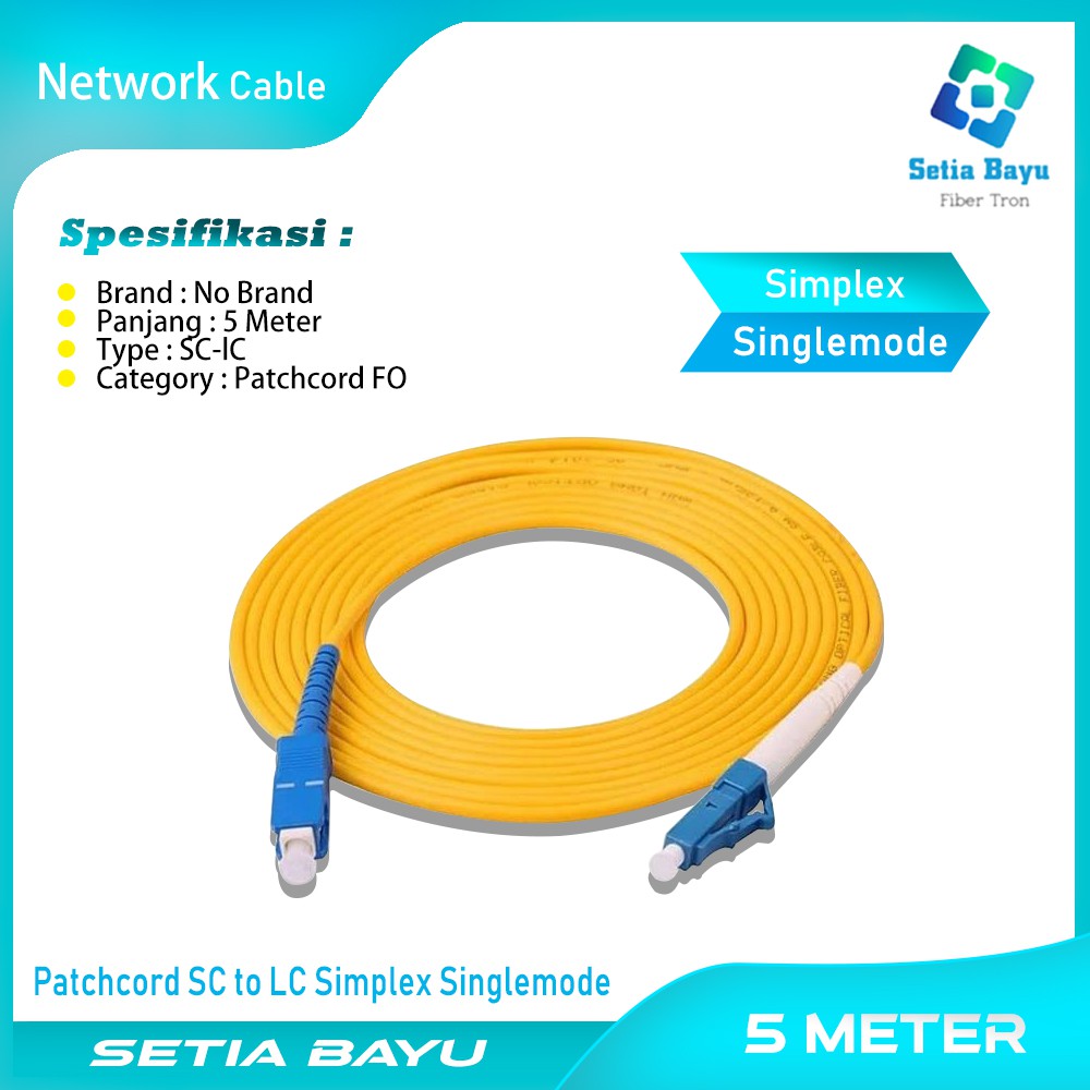 Jual Patchcord SC to LC UPC Fiber Optik Simplex Singlemode 5 Meter | Shopee Indonesia