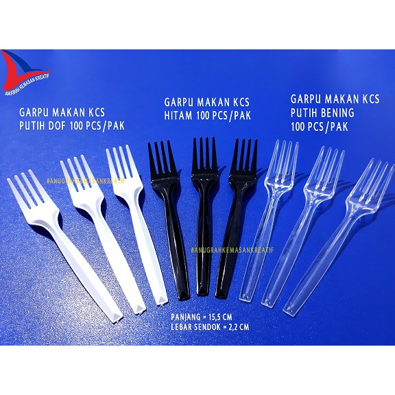 Jual Garpu Makan Kcs Putih Dof / Bening / Hitam / Garpu Plastik Isi 50 ...