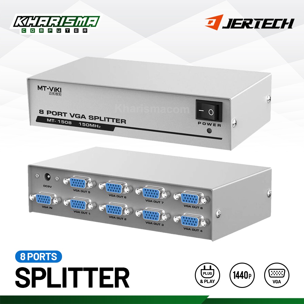 Jual VGA SPLITTER 8 PORT / VGA SPLITER 1 TO 8 LUBANG + ADAPTOR | Shopee ...