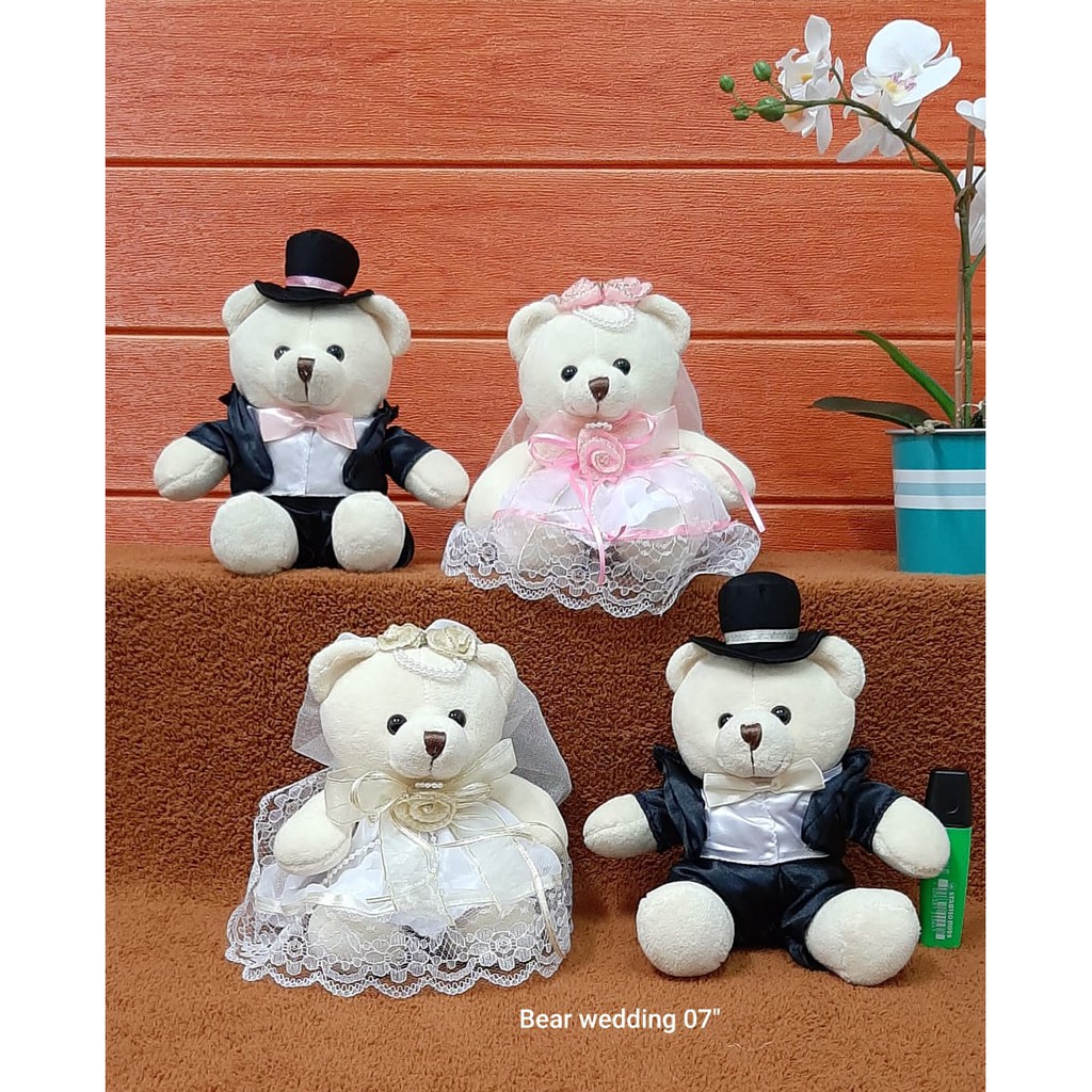 Jual Boneka Teddy Bear pengantin 18cm/7"/Bear Wedding/Bear Couple/Teddy ...