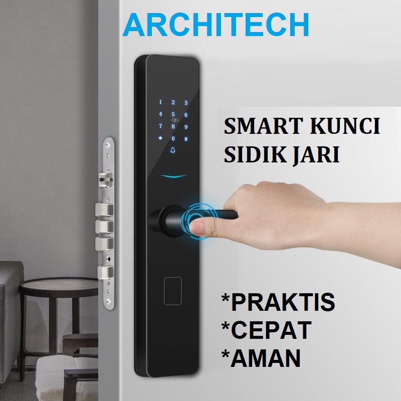 Jual KUNCI PINTU digital Smart Fingerprint Doorlock Card Digital Code Security Electronic Lock ...