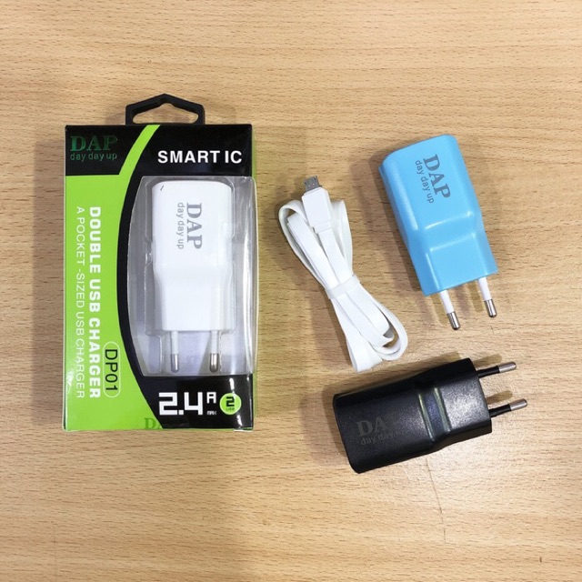 Jual DAP Double Usb Charger Smart IC 2.4A | Shopee Indonesia