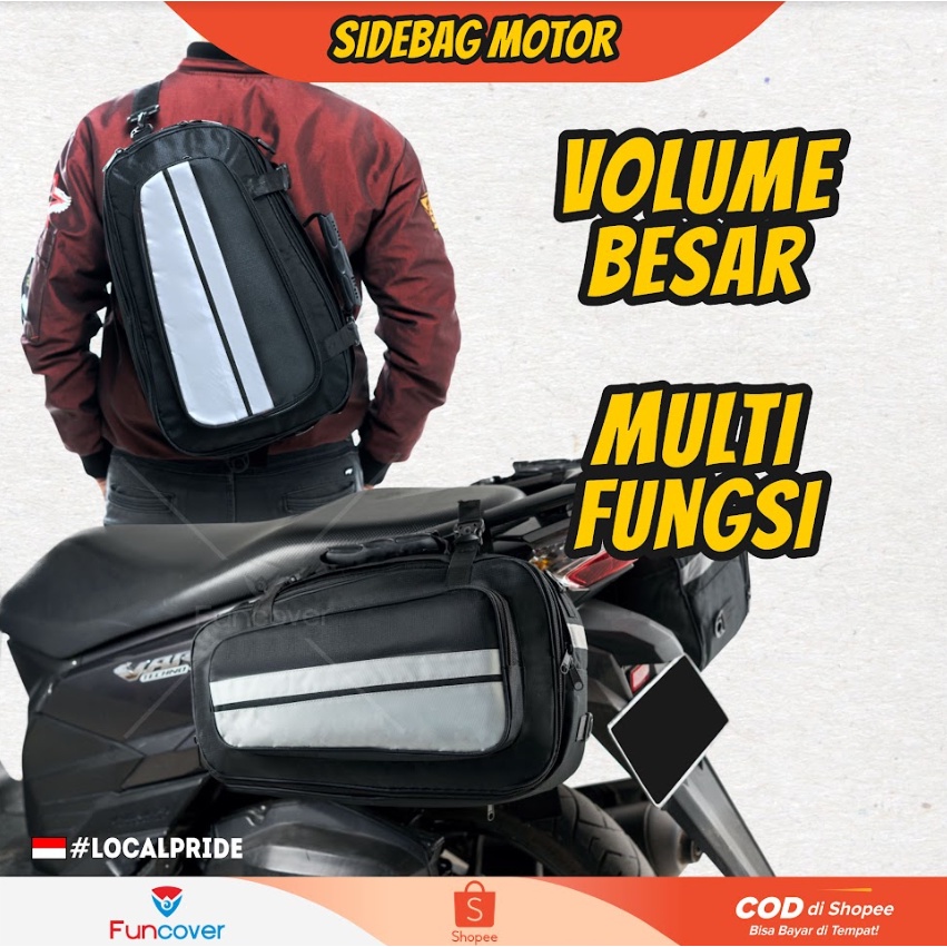 Jual Sidebag motor Side Bag Oval Tas Samping belakang Motor Waterproof ...