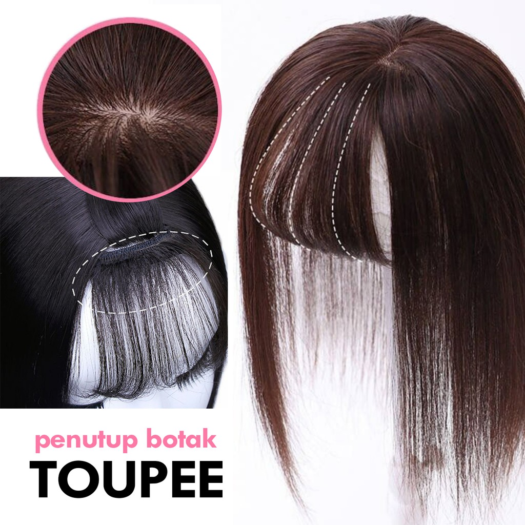 Jual TOBO 35 cm wig toupee penutup botak penambah volume hair clip poni ...