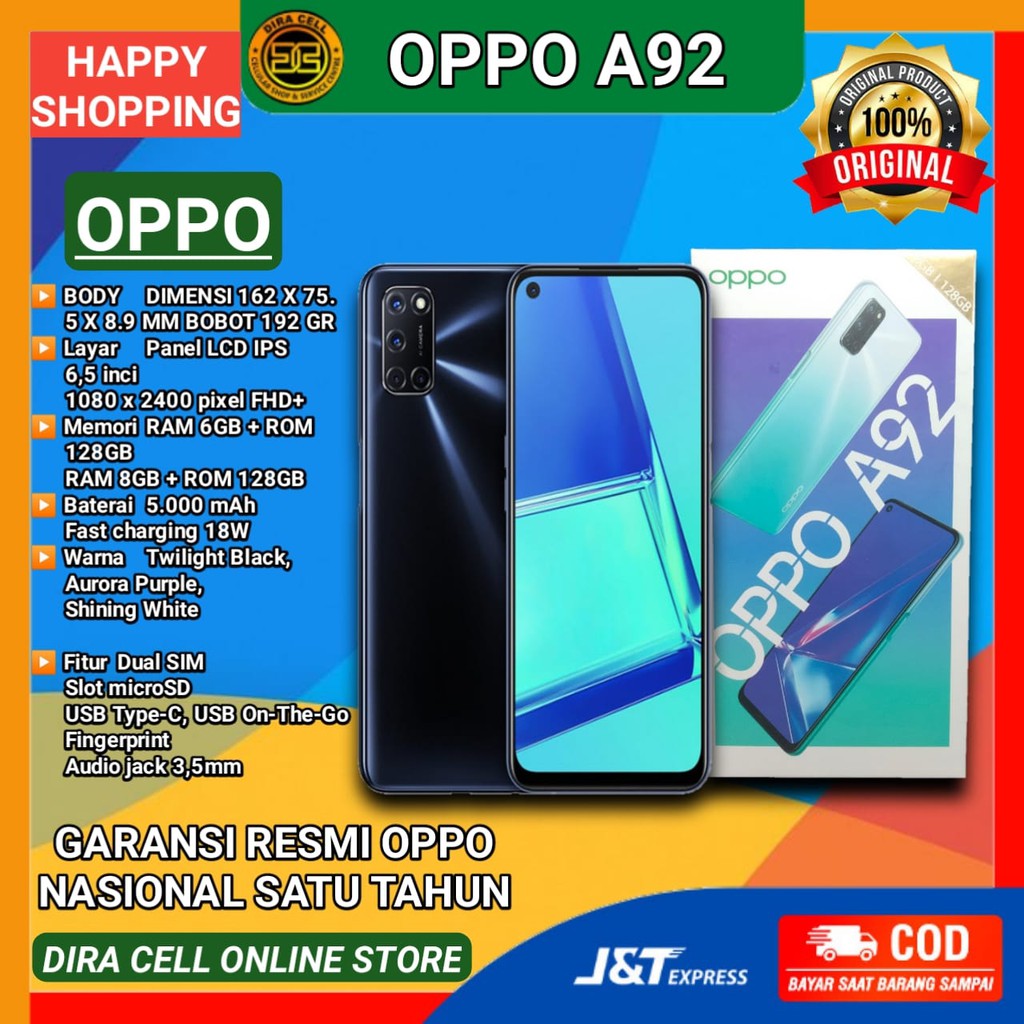 Jual Hp hanphone handphone oppo A92 2020 ram 8 rom 128 hape baru ...