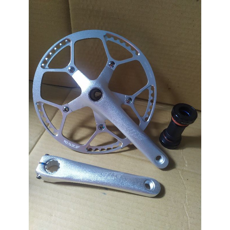 Jual crank sepeda lipat merk raze 56T hollowtech2 bcd 130 alloy silver ...