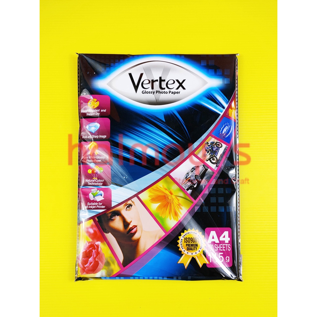 Jual KERTAS FOTO / PHOTO PAPER VERTEX A4 115 GSM ( 100 SHEETS ...