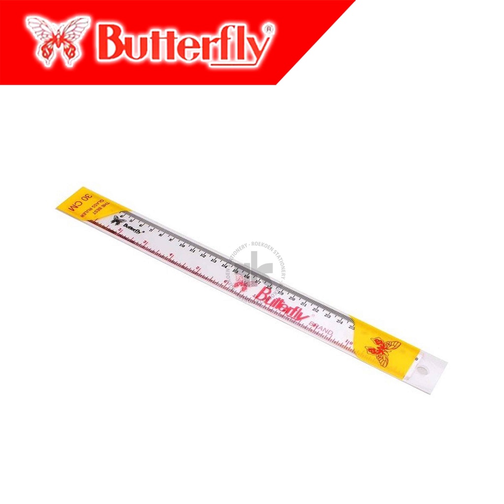 Jual Butterfly Ruler Penggaris Mika 30cm Polos BT-30 | Shopee Indonesia