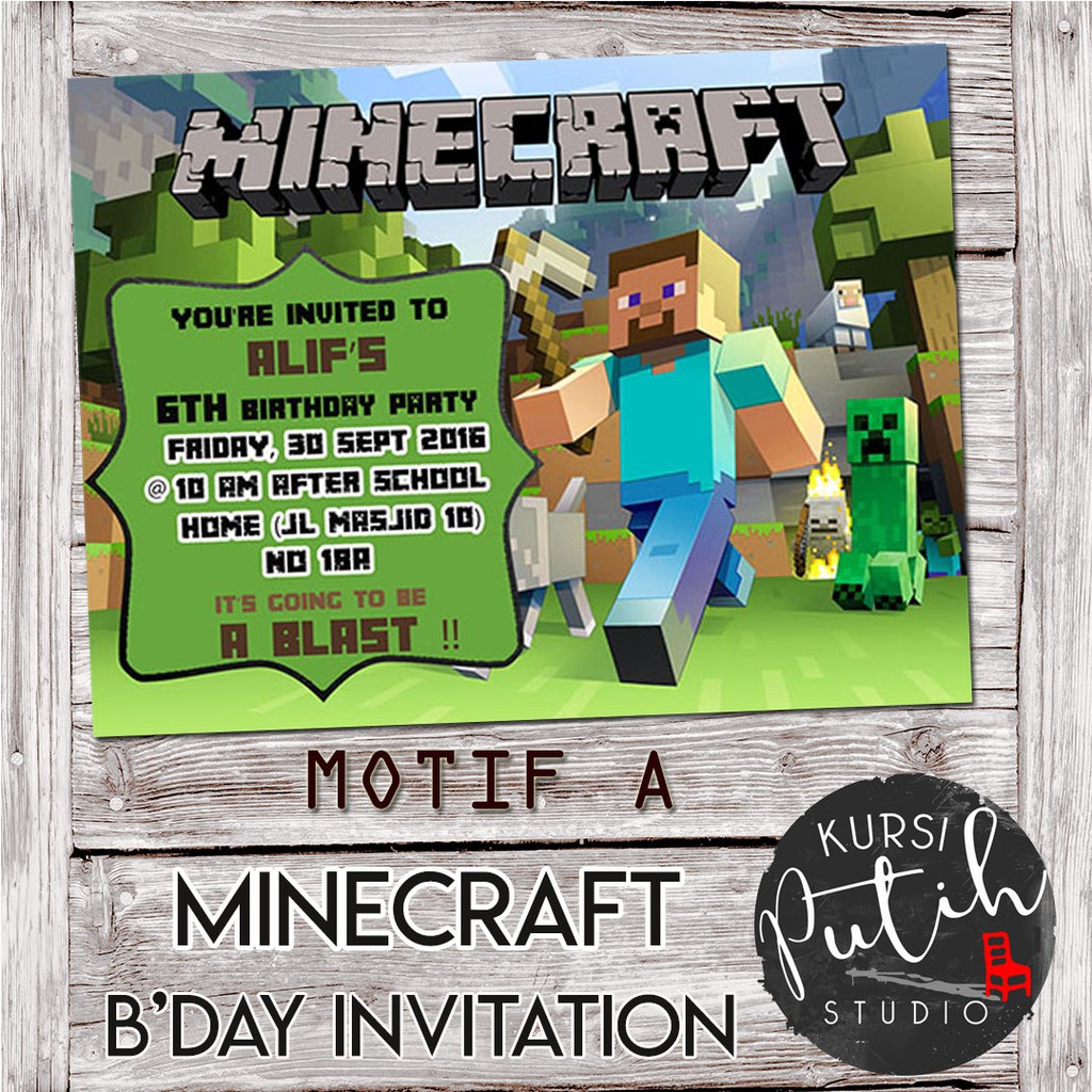 Jual Undangan ulang tahun birthday invitation customized tema minecraft ...
