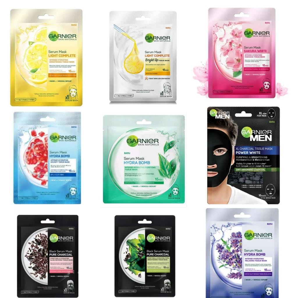 Jual GARNIER SERUM MASK PURE CHARCOAL BLACK ALGAE/RICE, HYDRA BOMB ...