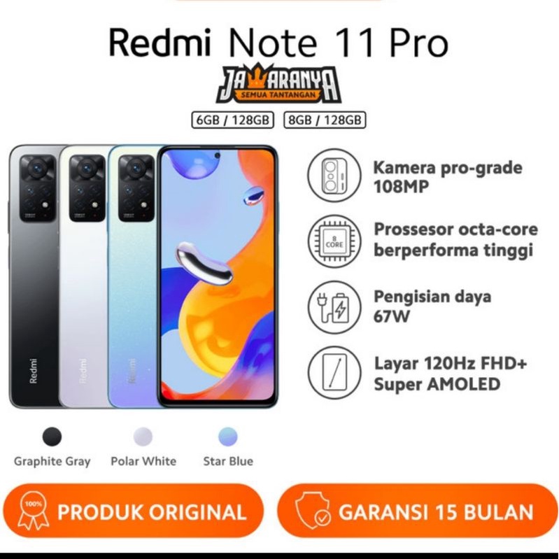 Jual Xiaomi Redmi Note 11 Pro Ram 6 Gb 8 Gb Internal 128 Gb NFC Resmi ...