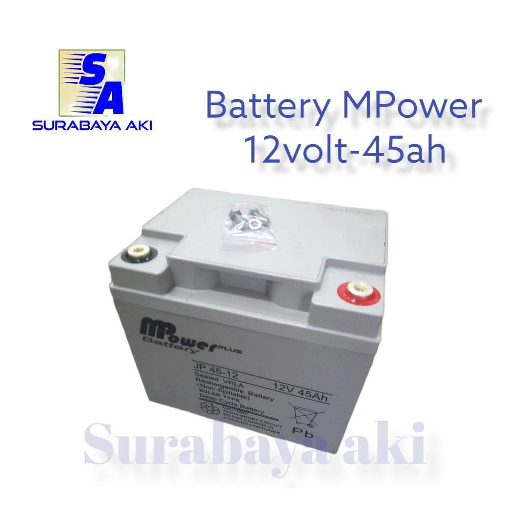Jual Aki 12V 45Ah Vrla Deep Cycle Mpower Plus Jp45-12 Best Seller SURABAYA AKI 45AH M POWER ...